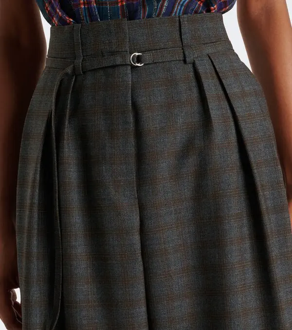 Dries Van Noten Checked Pleated Wool Wide-leg Pants