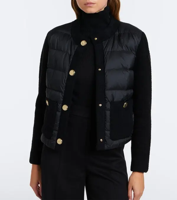 Moncler Down-paneled Wool-blend Cardigan - Black