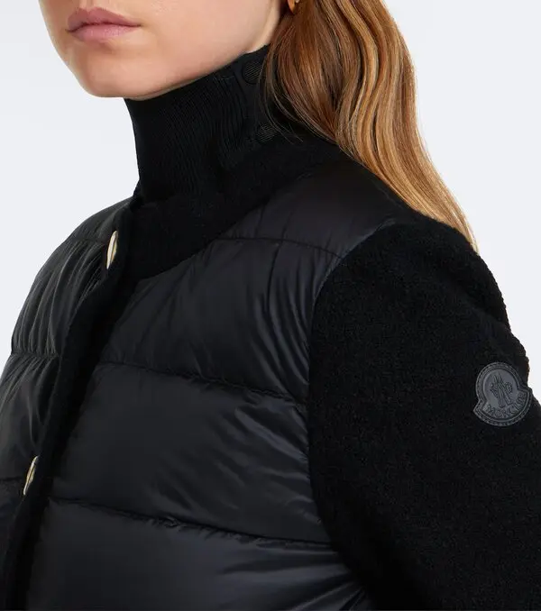 Moncler Down-paneled Wool-blend Cardigan - Black