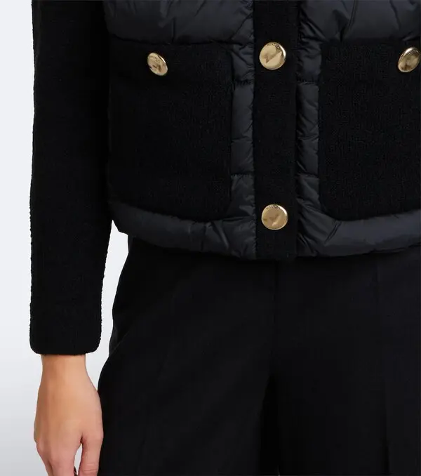 Moncler Down-paneled Wool-blend Cardigan - Black