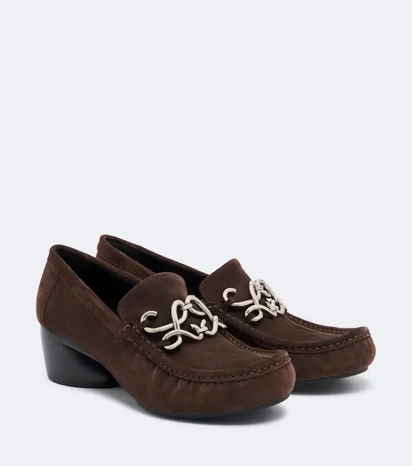 Loewe Double L Suede Loafer Pumps