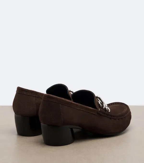 Loewe Double L Suede Loafer Pumps