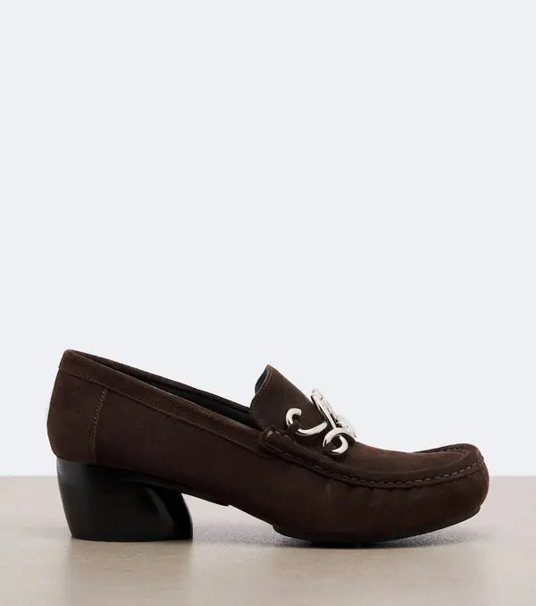 Loewe Double L Suede Loafer Pumps