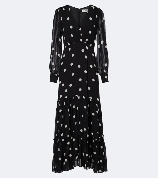 Rixo Elsie Polka-dot Georgette Maxi Dress