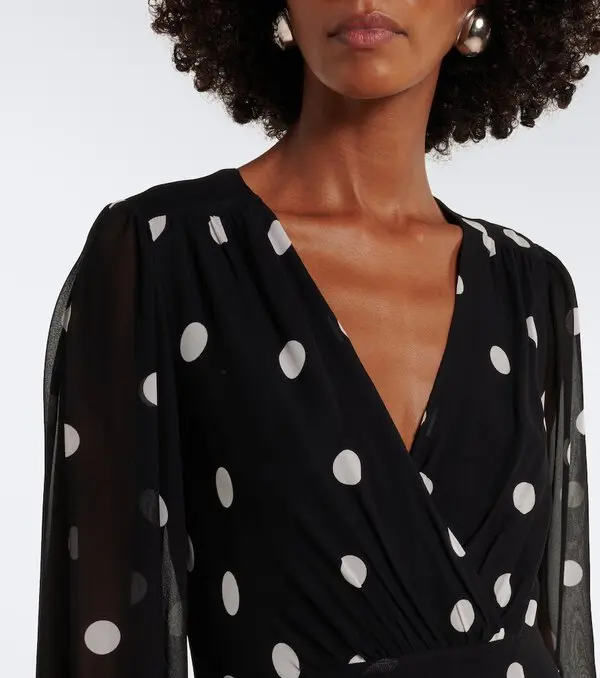 Rixo Elsie Polka-dot Georgette Maxi Dress