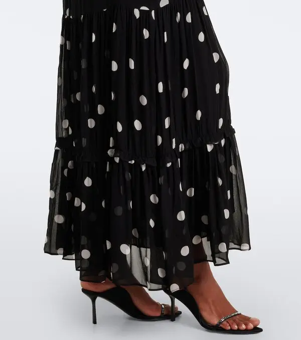 Rixo Elsie Polka-dot Georgette Maxi Dress