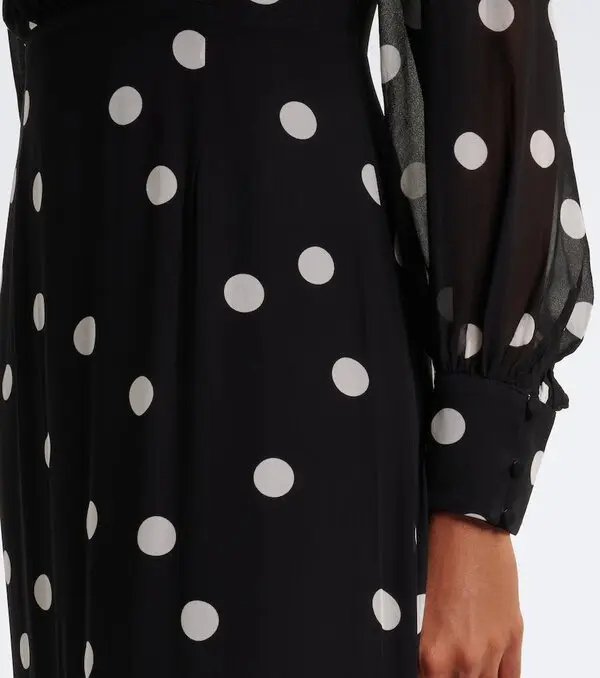 Rixo Elsie Polka-dot Georgette Maxi Dress