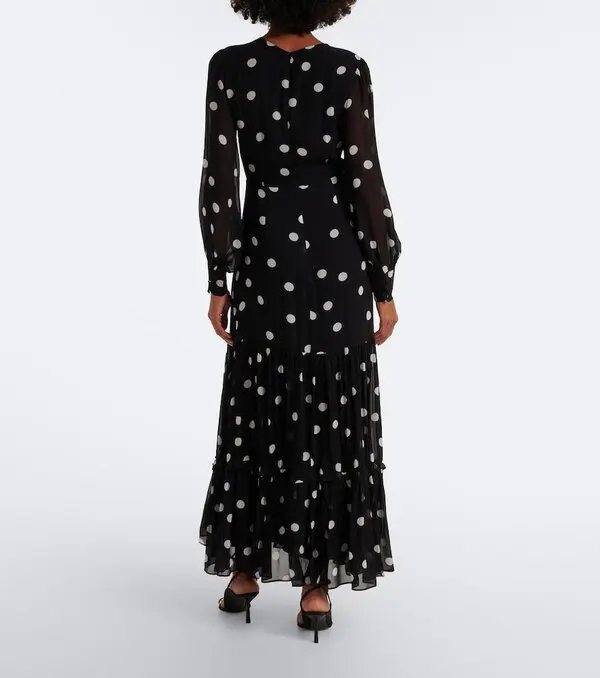 Rixo Elsie Polka-dot Georgette Maxi Dress