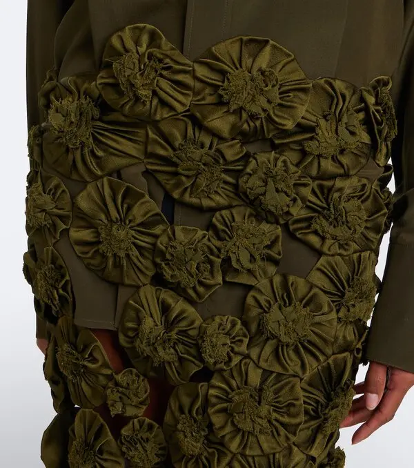 Victoria Beckham Floral-appliqué Satin Midi Skirt