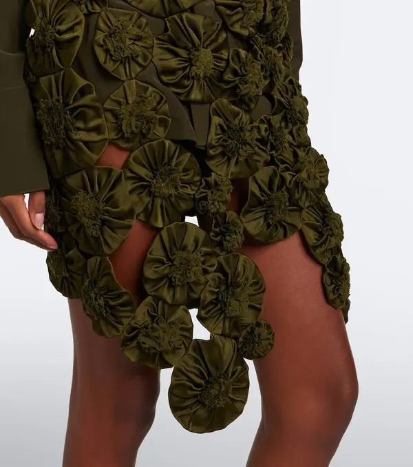 Victoria Beckham Floral-appliqué Satin Midi Skirt