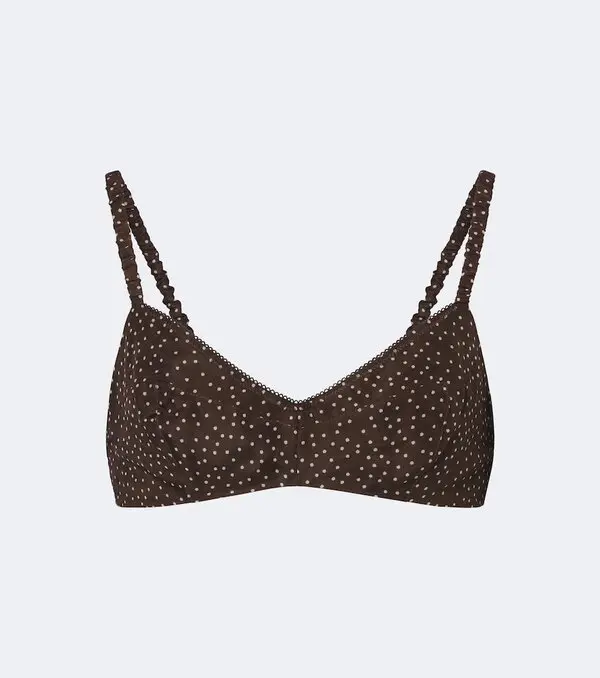 SIR. Polka-dot Silk Organza Bra Top - Brown