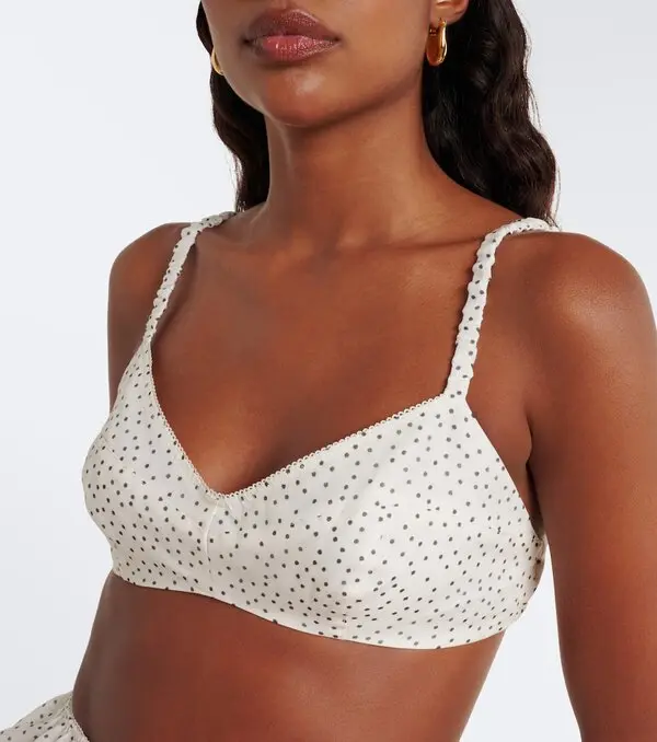 SIR. Polka-dot Silk Organza Bra Top - White