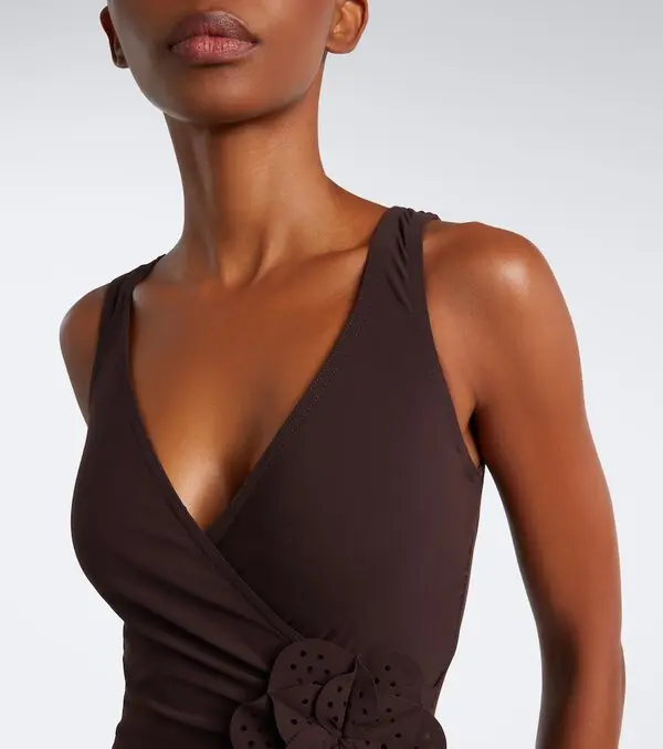 KARLA COLLETTO Rosetta Floral-appliqué Gathered Swimsuit