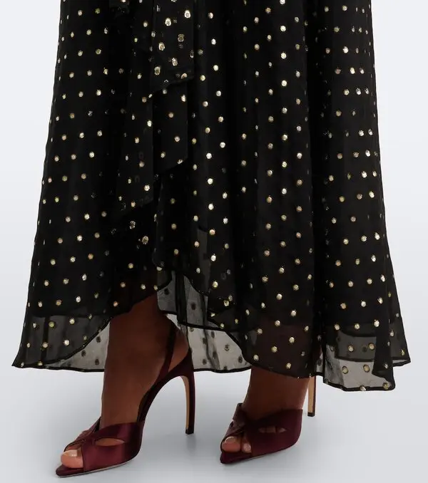 Rixo Alaina Polka-dot Halterneck Midi Dress