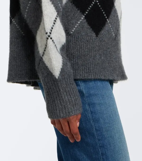NILI LOTAN Donnika Argyle Cashmere And Silk Sweater - Grey