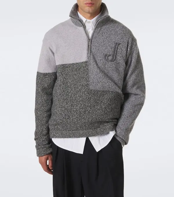 Jacquemus Orlando Wool And Cashmere Half-zip Sweater - Grey