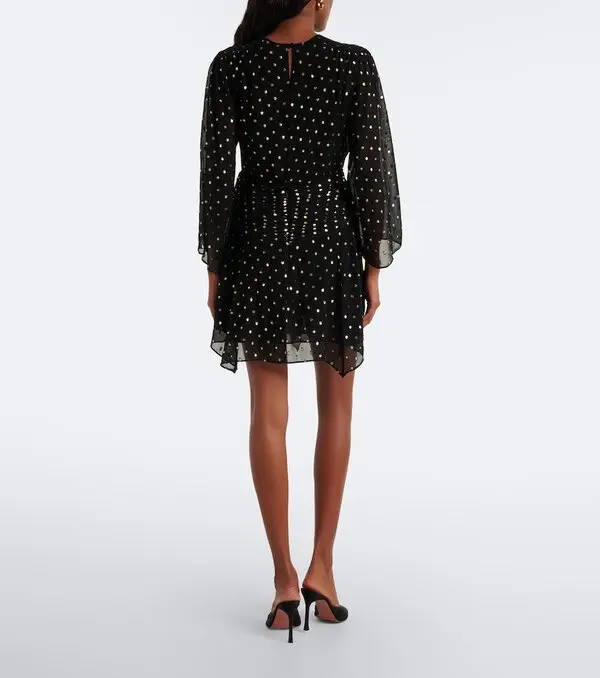 Rixo Clove Polka-dot Chiffon Minidress