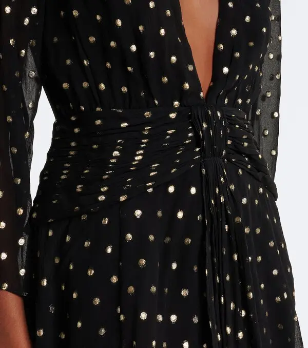 Rixo Clove Polka-dot Chiffon Minidress