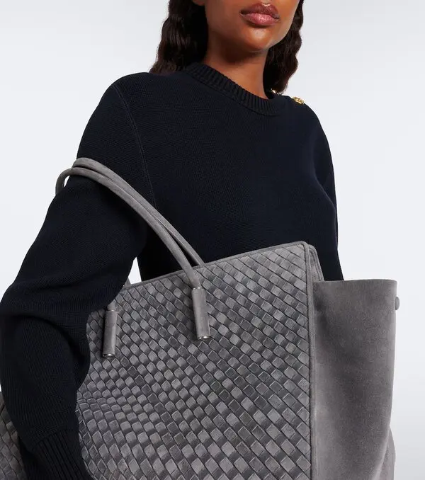 Bottega Veneta Barbara Large Intrecciato Suede Tote Bag