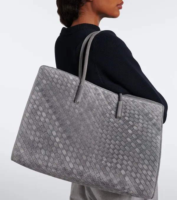 Bottega Veneta Barbara Large Intrecciato Suede Tote Bag