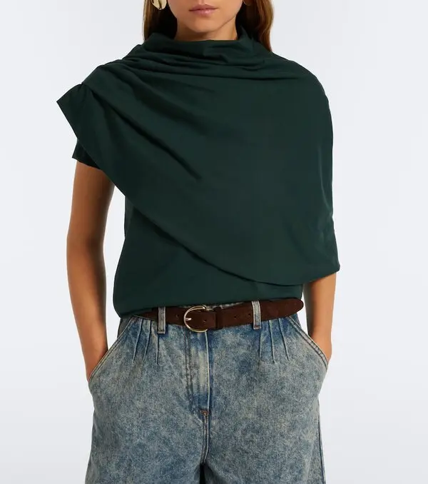 Magda Butrym Draped Cotton-blend Jersey Top And Scarf Set