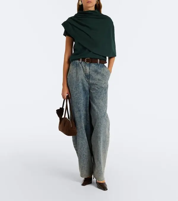Magda Butrym Draped Cotton-blend Jersey Top And Scarf Set
