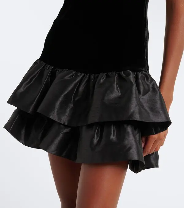 Rixo Anabella Tiered Velvet Minidress