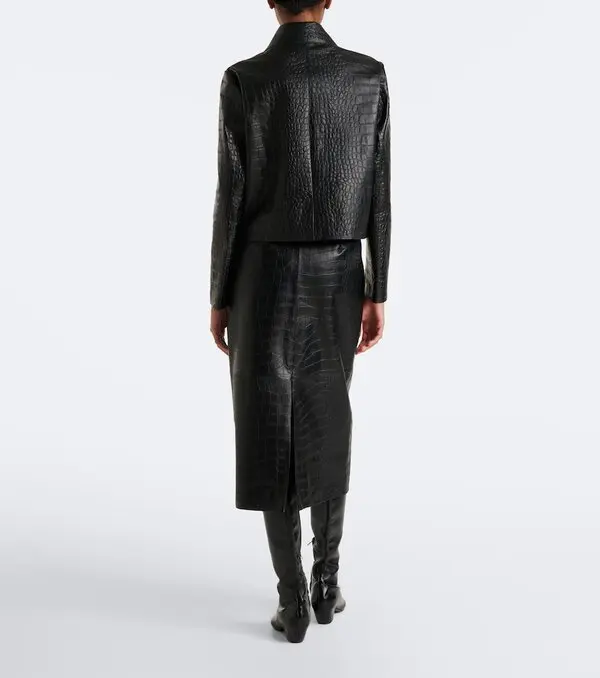 ARMA Meeka Croc-effect Leather Pencil Skirt