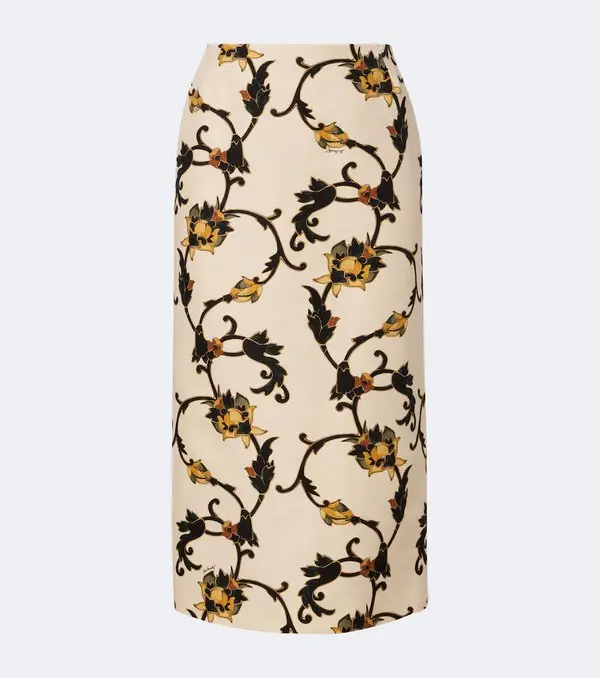 La DoubleJ Printed Wool-blend Cady Pencil Skirt