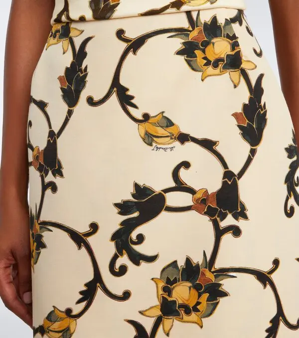 La DoubleJ Printed Wool-blend Cady Pencil Skirt