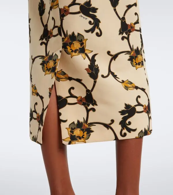 La DoubleJ Printed Wool-blend Cady Pencil Skirt