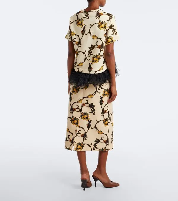 La DoubleJ Printed Wool-blend Cady Pencil Skirt