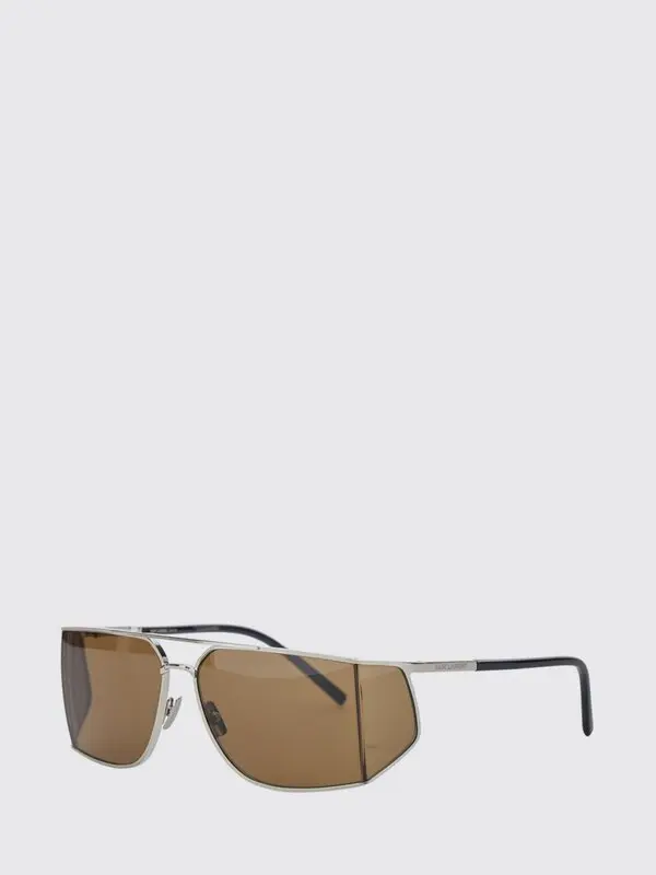 Saint Laurent Metal Aviator Sunglasses With Double Bridge - Silver