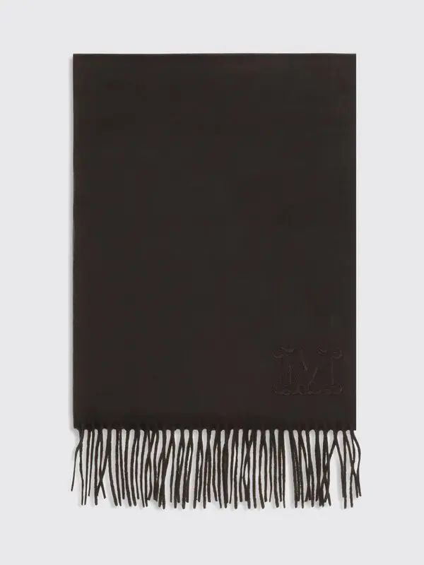 Max Mara 100% Pure Cashmere Scarf With Embroidered Logo Detail - Brown