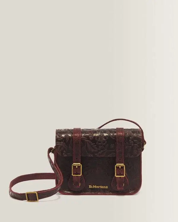 Dr. Martens 7" Floral Emboss Crazy Horse Leather Satchel