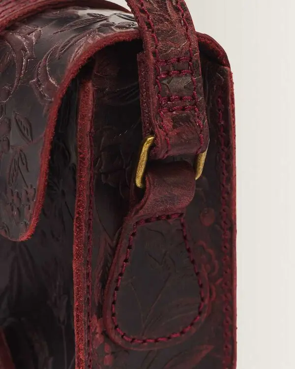 Dr. Martens 7" Floral Emboss Crazy Horse Leather Satchel