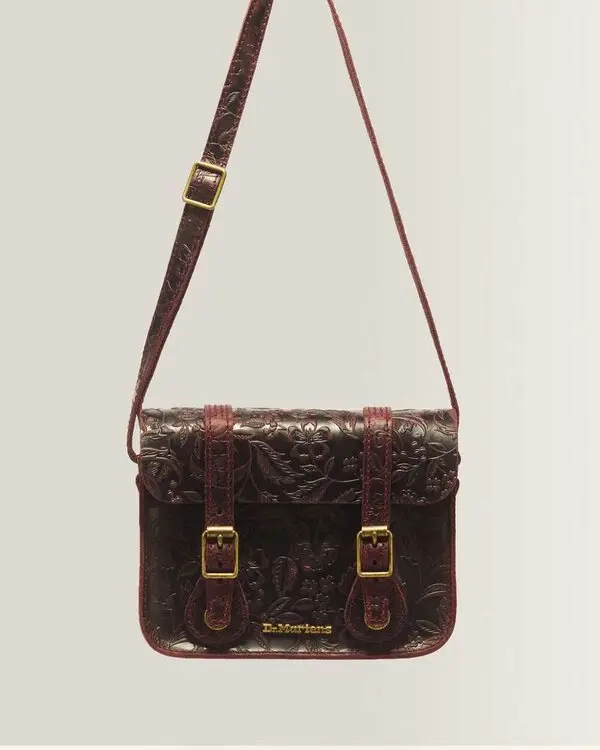 Dr. Martens 7" Floral Emboss Crazy Horse Leather Satchel