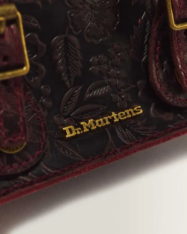 Dr. Martens 7" Floral Emboss Crazy Horse Leather Satchel