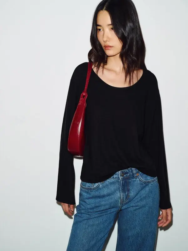 REFORMATION Cova Knit Top - Black