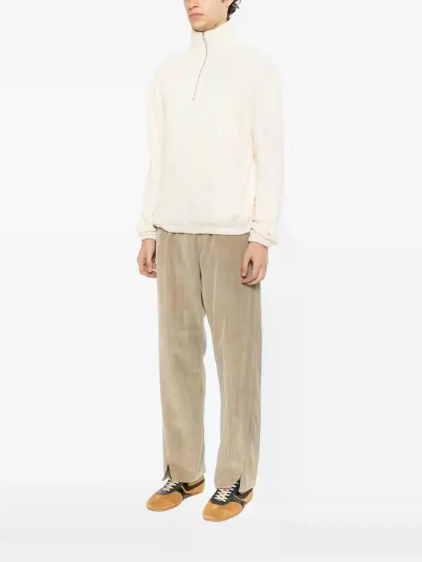 YOUNG N SANG Waffle-knit Quarter-zip Sweater