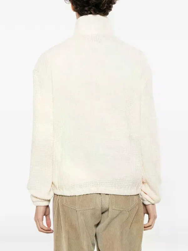 YOUNG N SANG Waffle-knit Quarter-zip Sweater