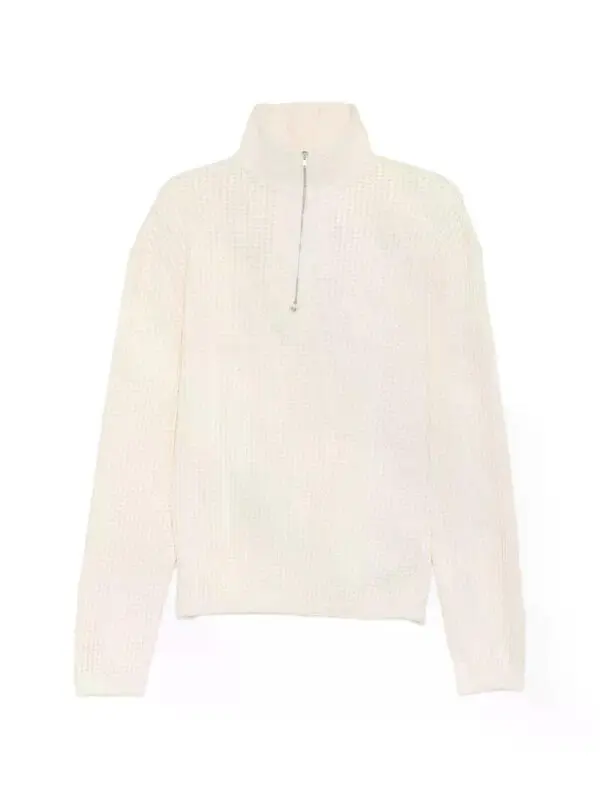 YOUNG N SANG Waffle-knit Quarter-zip Sweater