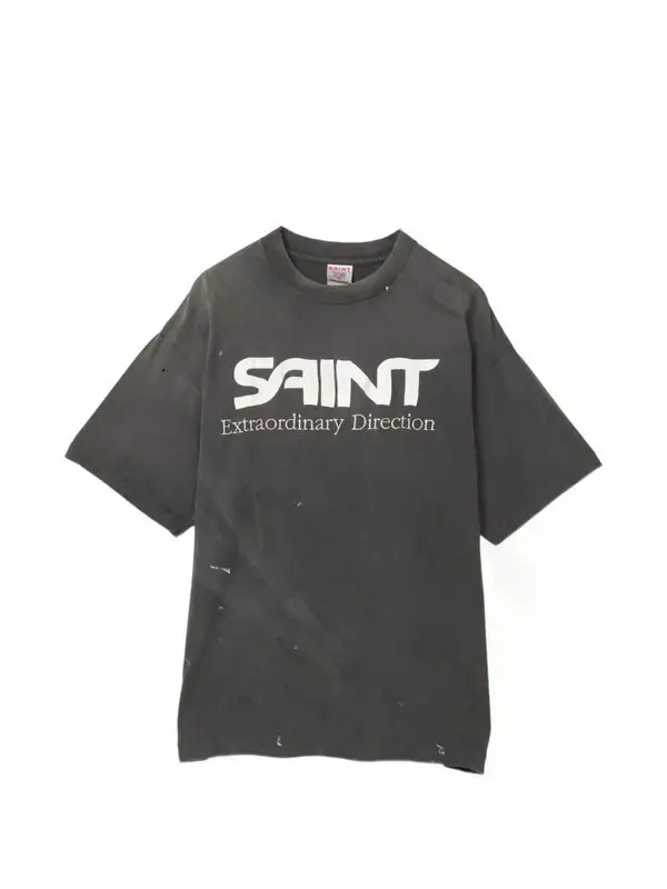 SAINT MXXXXXX Logo-print Distressed T-shirt