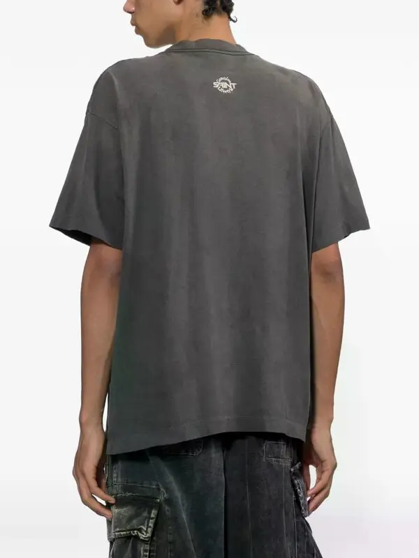 SAINT MXXXXXX Logo-print Distressed T-shirt