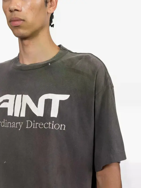 SAINT MXXXXXX Logo-print Distressed T-shirt