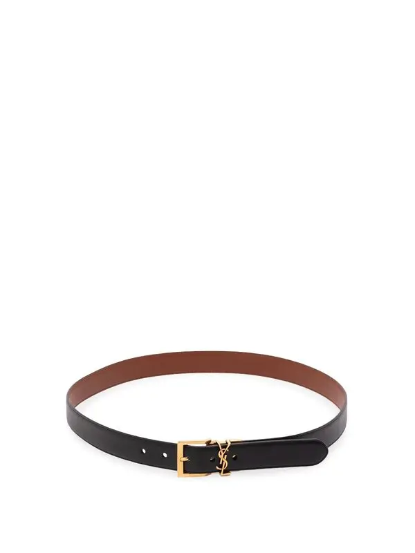 Saint Laurent Cassandre Vadim Reversible Belt In Smooth Leather - Multicolor