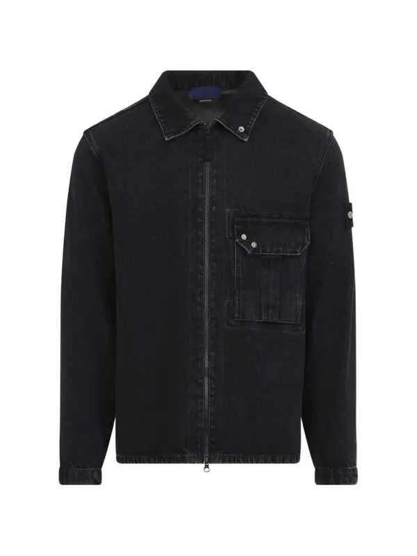 Stone Island Black Grainy Wash` Shirt - Multicolor
