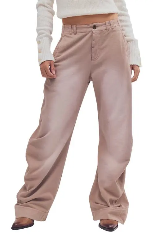 Free People Spotlight Knit Barrel Leg Trousers - Stucco