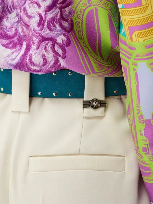 Versace Stretch Wool Trousers - Multicolor