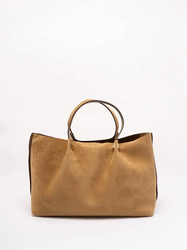 Valentino Garavani Large Shopping Bag In Soft Suede - Multicolor